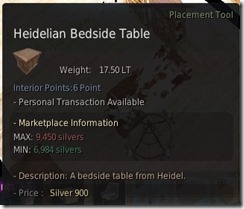 BDO Fashion | Heidelian Bedside Table (Black Desert Online)