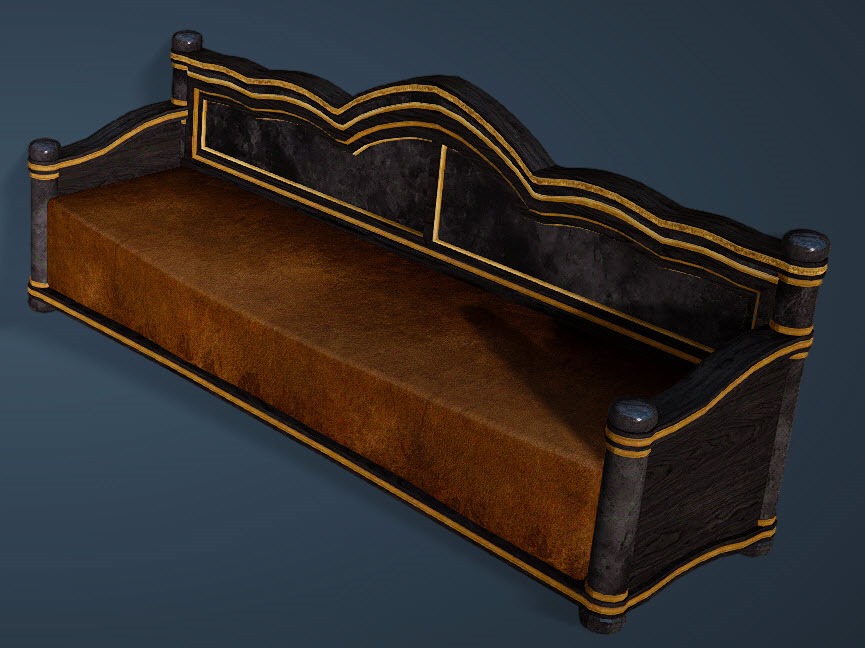 BDO Fashion | Keplan Marble Decorated Sofa (Black Desert Online)