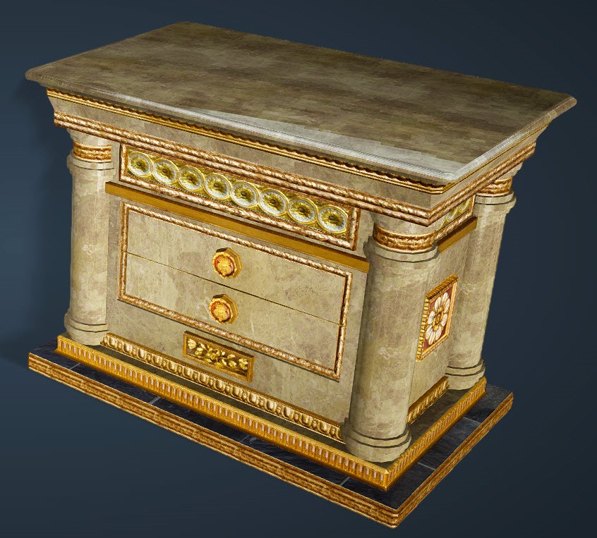 BDO Fashion | Calpheon Marble and Gold Drawers (Black Desert Online)