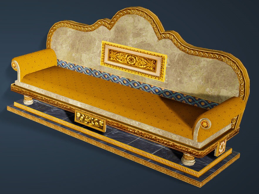 BDO Fashion | Calpheon Marble and Gold Sofa (Black Desert Online)